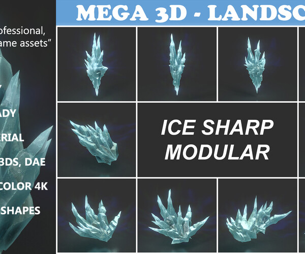 ArtStation - Low poly Sharp Ice Modular 210916 | Game Assets