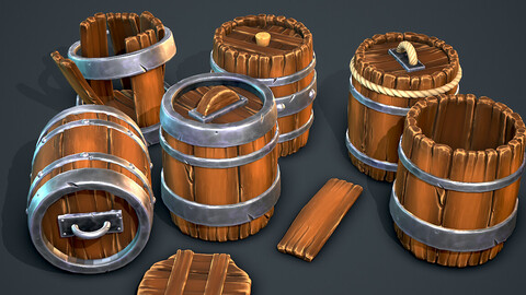 ArtStation - Stylized Barrel-Modular-Destroyable | Game Assets