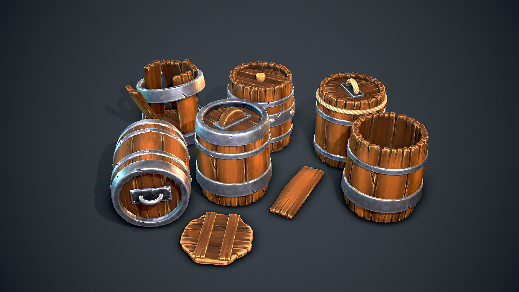 ArtStation - Stylized Barrel-Modular-Destroyable | Game Assets