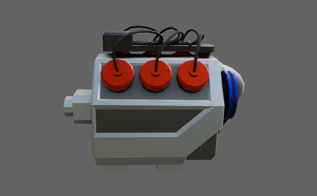 ArtStation - Car Motor - Engine V6 Low-poly 3D model | Game Assets