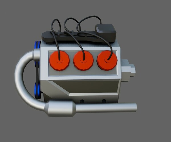 ArtStation - Car Motor - Engine V6 Low-poly 3D model | Game Assets