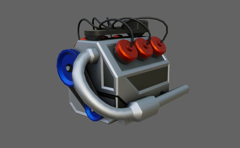 ArtStation - Car Motor - Engine V6 Low-poly 3D model | Game Assets