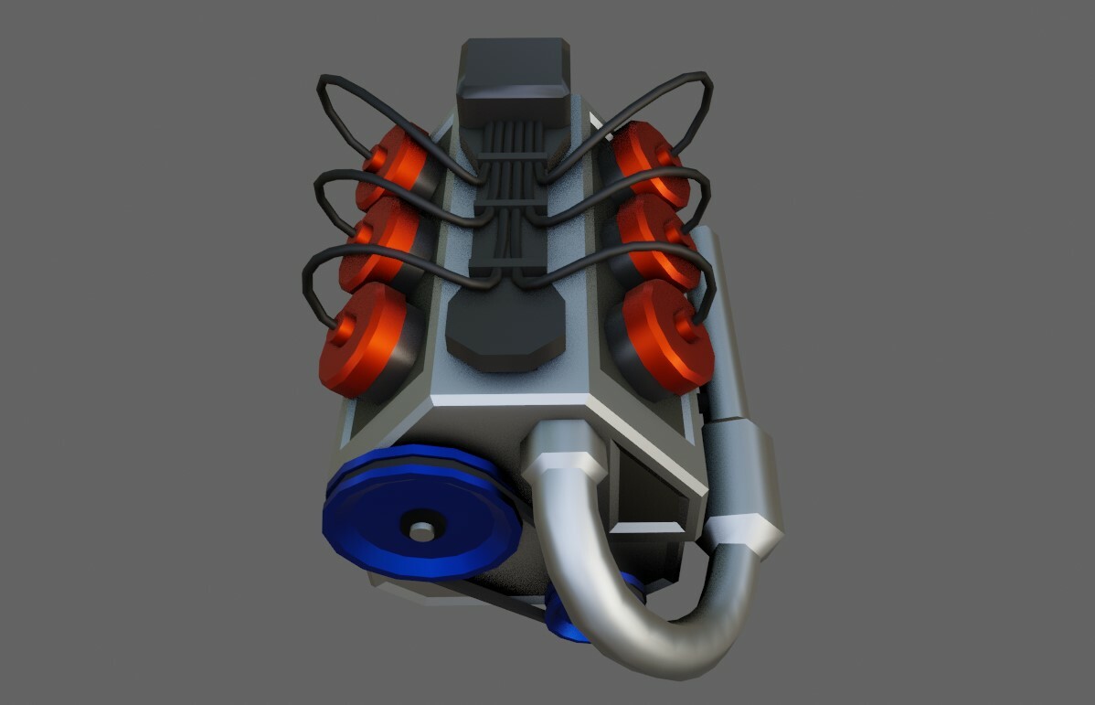 ArtStation - Car Motor - Engine V6 Low-poly 3D model | Game Assets