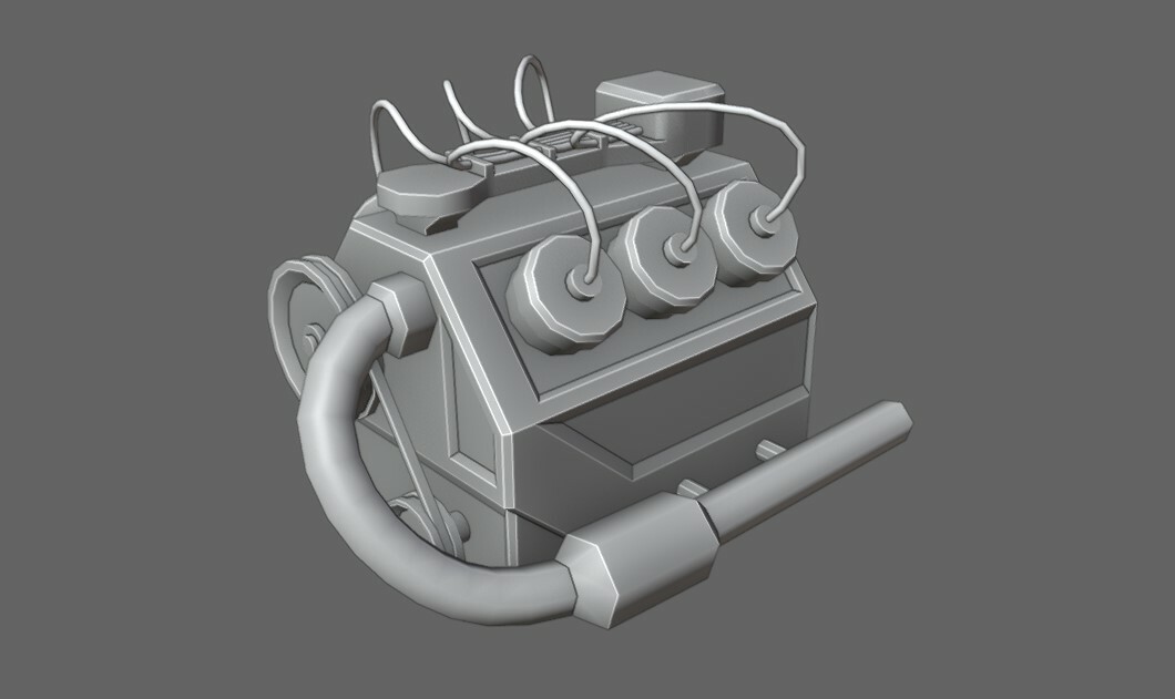 ArtStation - Car Motor - Engine V6 Low-poly 3D model | Game Assets