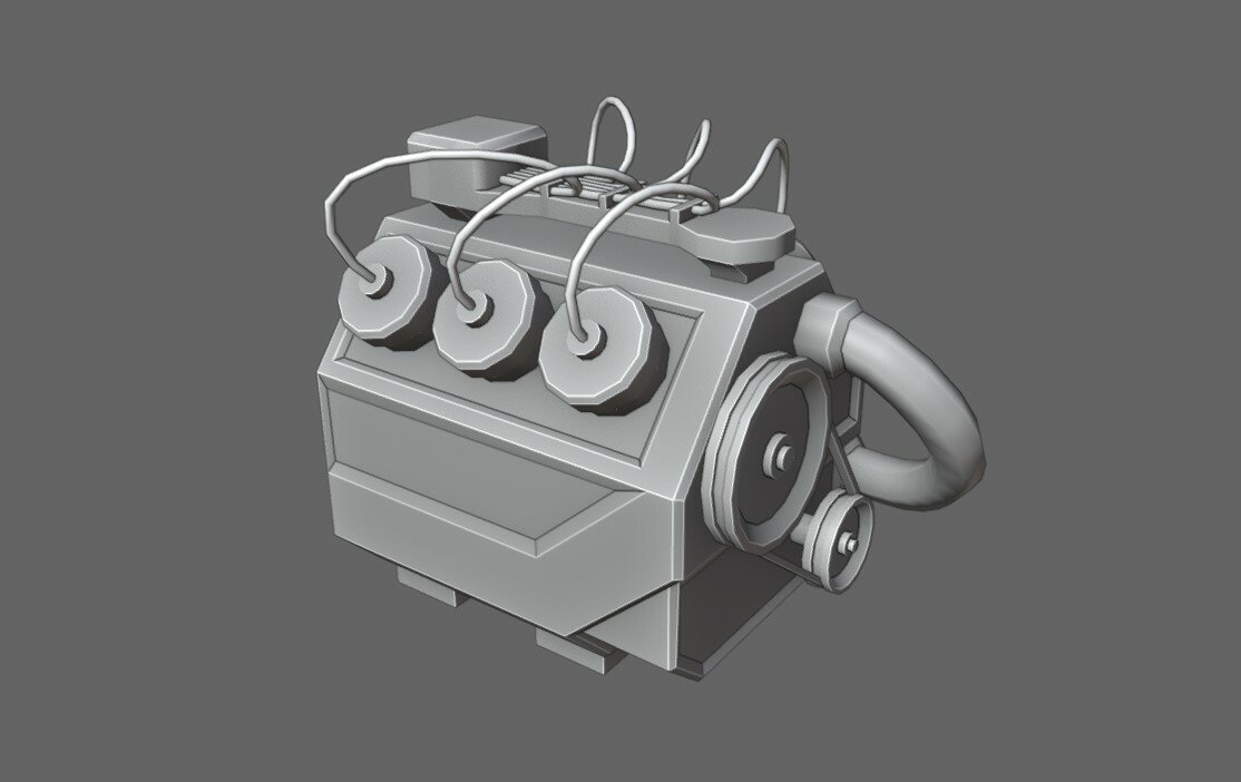 ArtStation - Car Motor - Engine V6 Low-poly 3D model | Game Assets