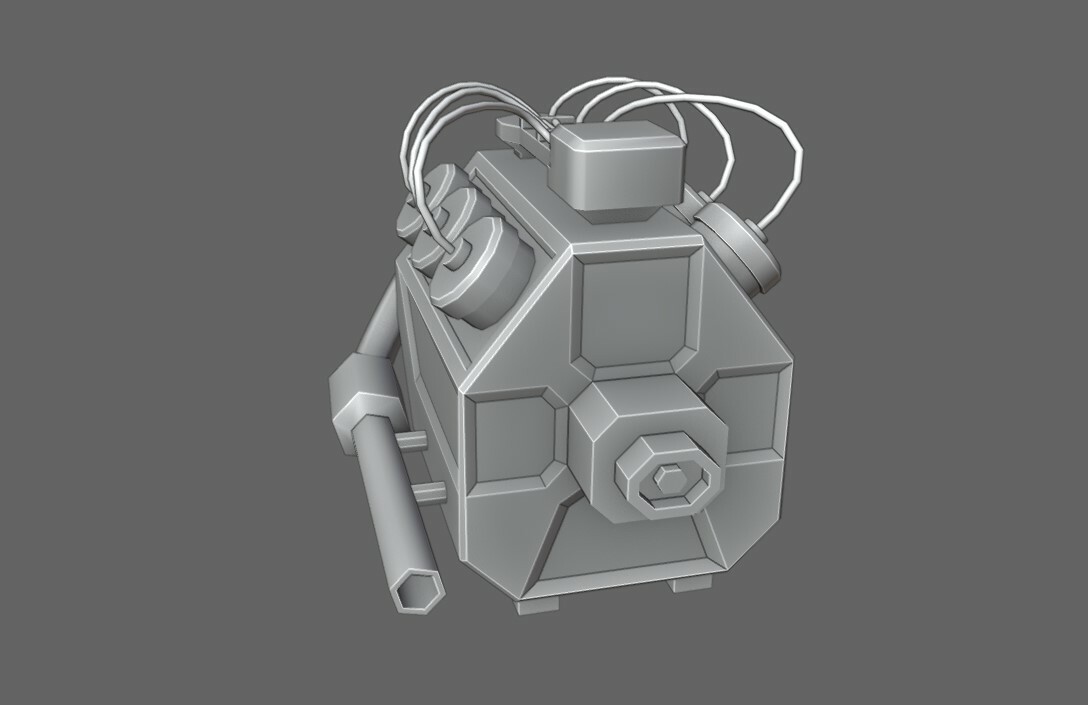 ArtStation - Car Motor - Engine V6 Low-poly 3D model | Game Assets