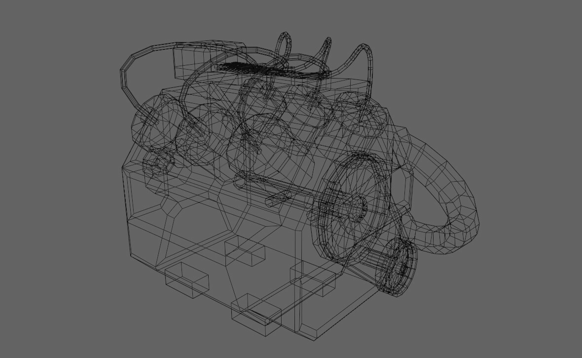 ArtStation - Car Motor - Engine V6 Low-poly 3D model | Game Assets