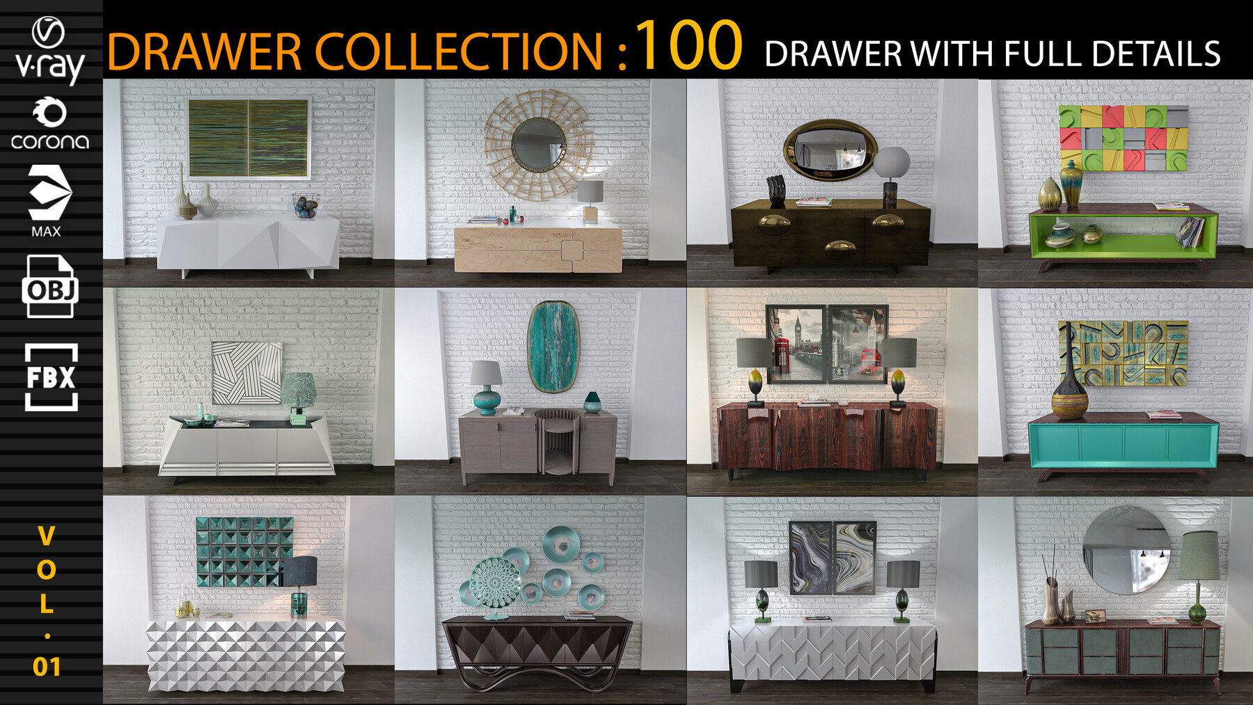 ArtStation - DRAWER COLLECTION: 100 Drawer With Full Detail + PBR ...