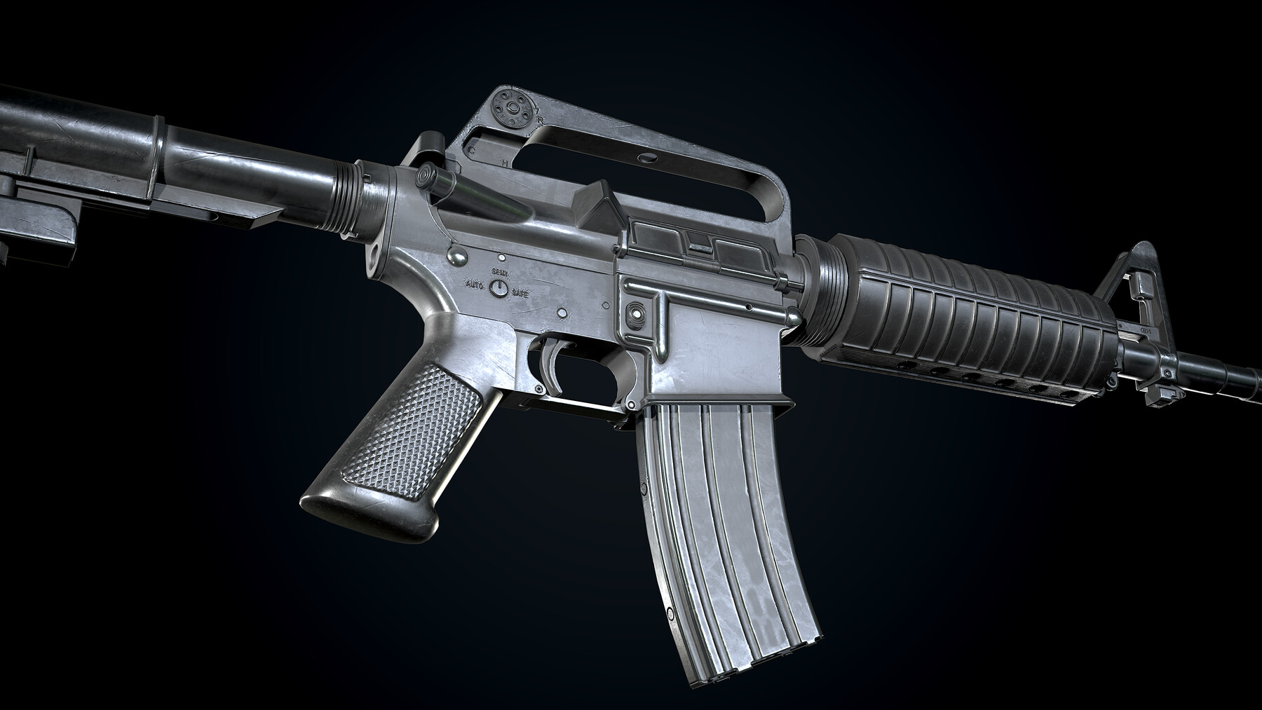 ArtStation - CAR-15 Assault-Rifle Worn PBR Low-poly 3D model | Game Assets
