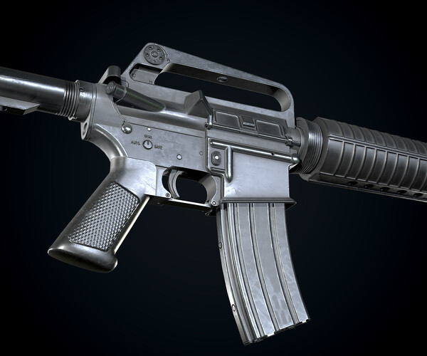ArtStation - CAR-15 Assault-Rifle Worn PBR Low-poly 3D model | Game Assets