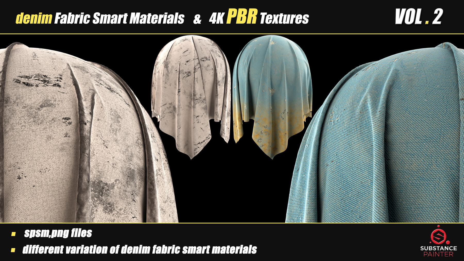 ArtStation - 30 Denim Fabric Smart Material Bundle + 4K PBR Texture_VOL ...