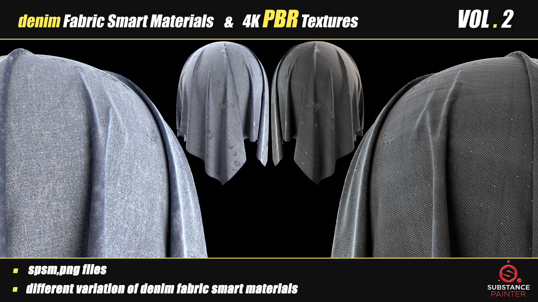 ArtStation - 30 Denim Fabric Smart Material Bundle + 4K PBR Texture_VOL ...