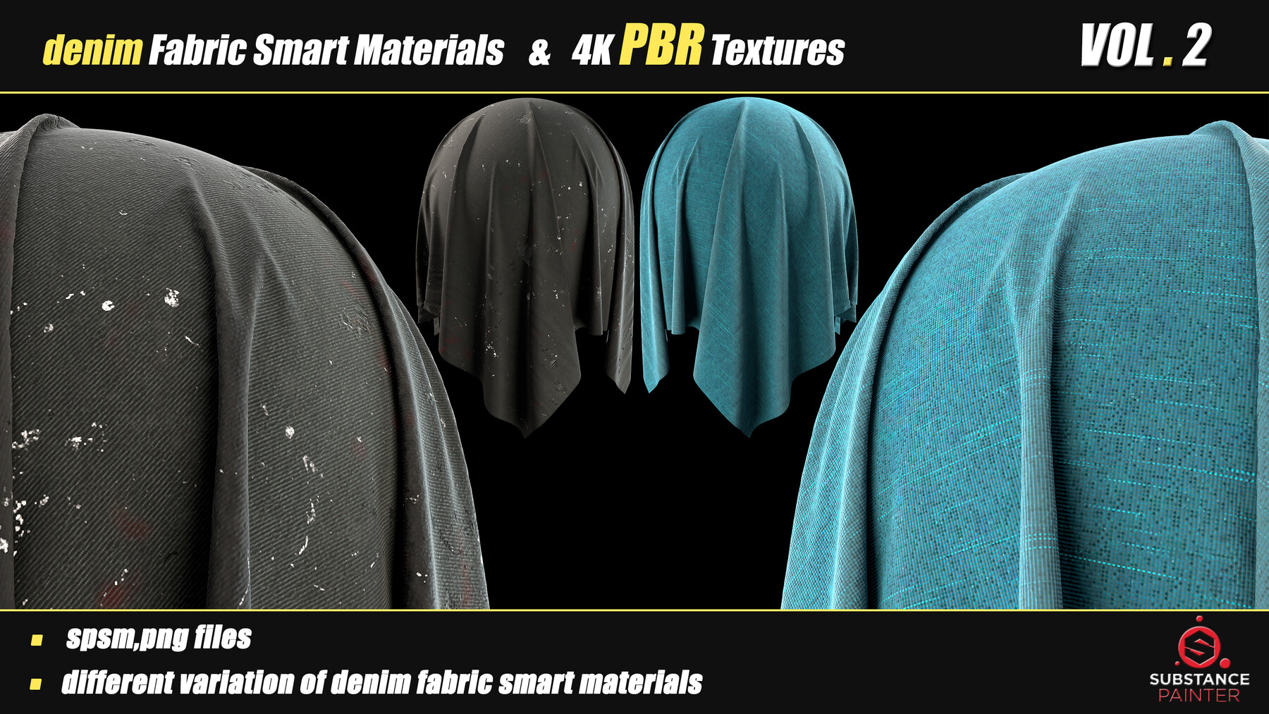 ArtStation - 30 Denim Fabric Smart Material Bundle + 4K PBR Texture_VOL ...