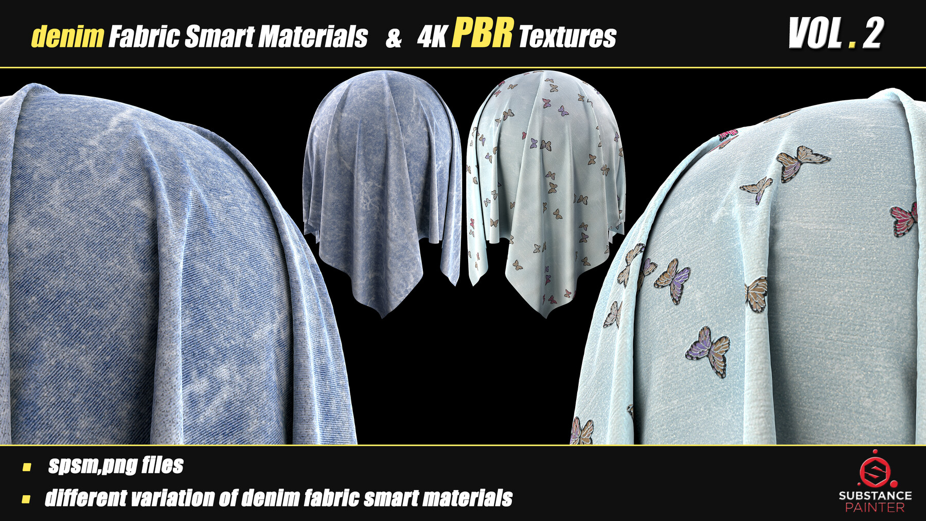 ArtStation - 30 Denim Fabric Smart Material Bundle + 4K PBR Texture_VOL ...