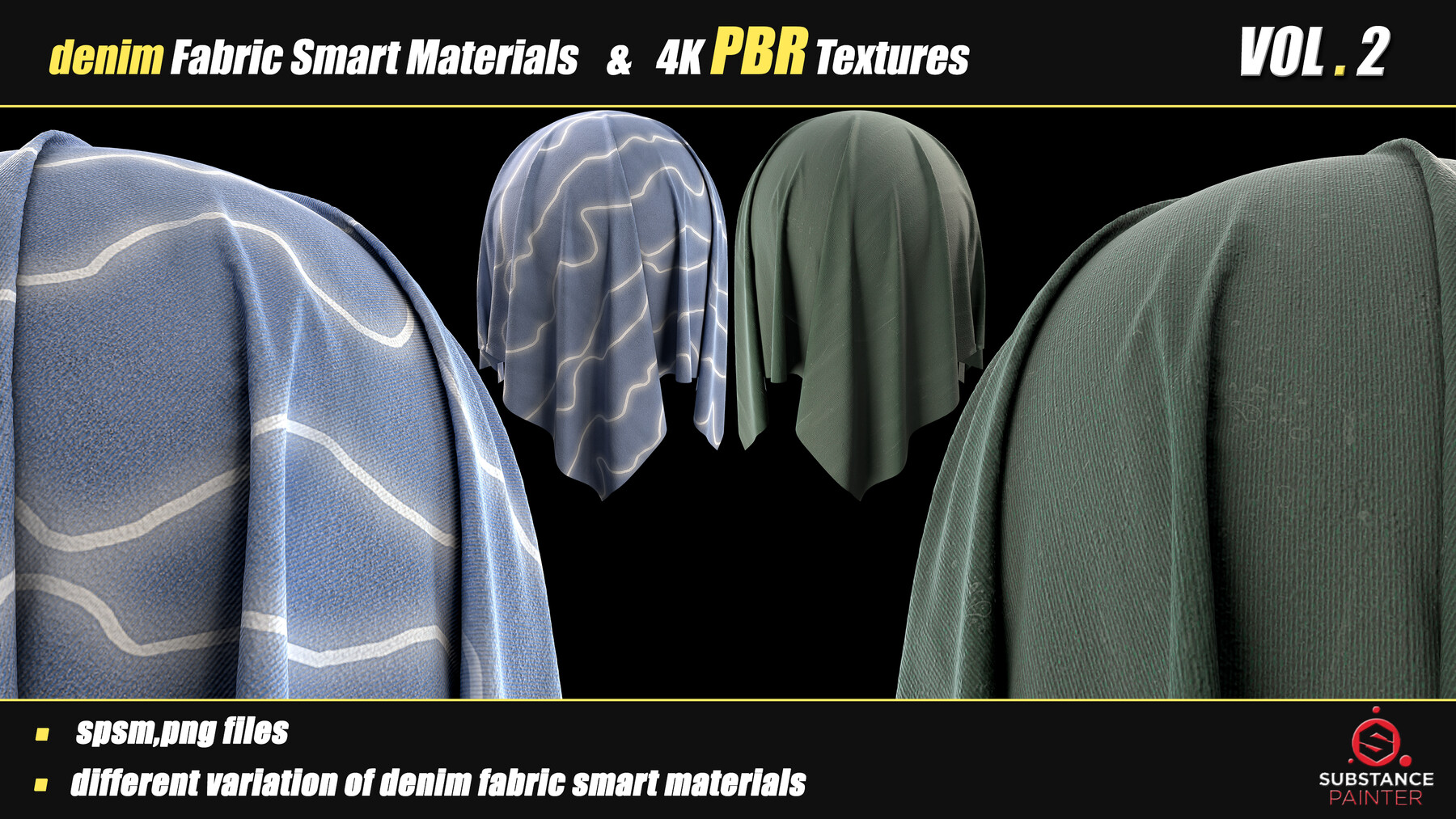 ArtStation - 30 Denim Fabric Smart Material Bundle + 4K PBR Texture_VOL ...