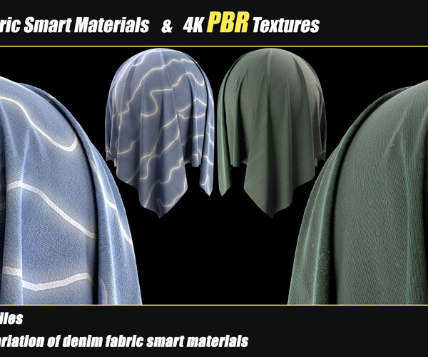 ArtStation - 30 Denim Fabric Smart Material Bundle + 4K PBR Texture_VOL ...