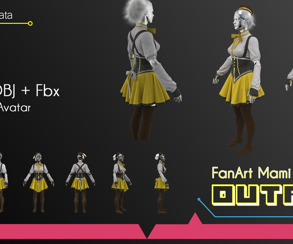 ArtStation - Fan-Art Mami Tomoe Marvelous Designer/Clo3d project + OBJ ...