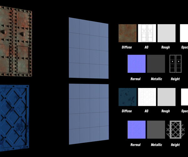 ArtStation - 10 PBR rusty metal + 11 PBR door material | Game Assets