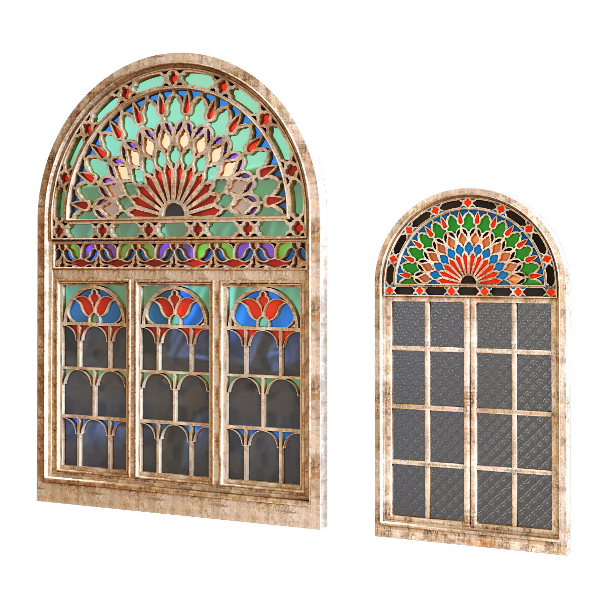 ArtStation - old turkish windows orosi set 137 | Game Assets
