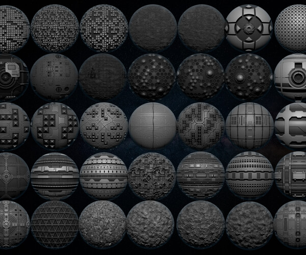 ArtStation - 70 4k SCI-FI Alphas /PATTERN (Seamless and Tileable) | Brushes