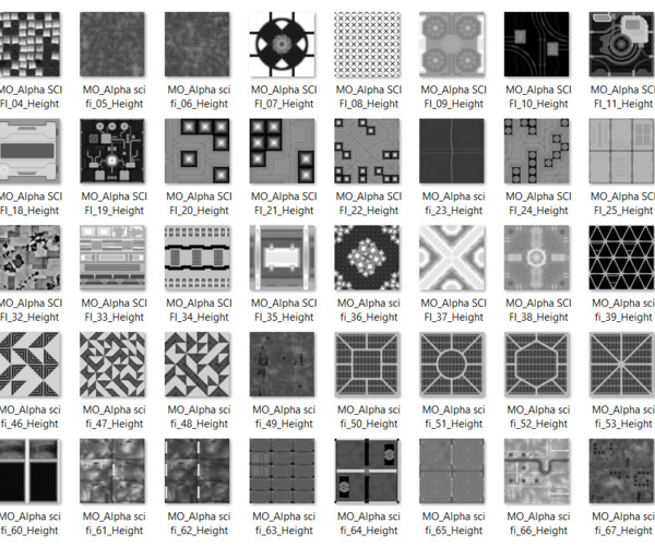 ArtStation - 70 4k SCI-FI Alphas /PATTERN (Seamless and Tileable) | Brushes