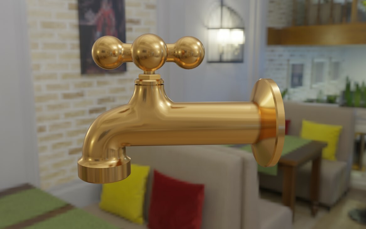 ArtStation - Faucet Extern - Golden - Torneira Low-poly 3D model | Game ...