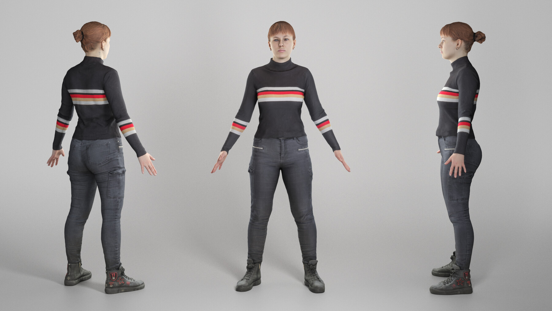 ArtStation - Woman in sweater ready for animation 306 | Game Assets
