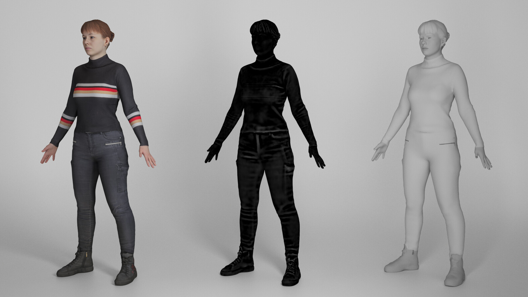 ArtStation - Woman in sweater ready for animation 306 | Game Assets