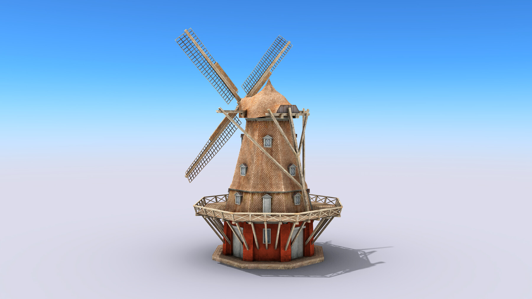 ArtStation - Copenhagen Windmill Low-poly 3D model | Game Assets