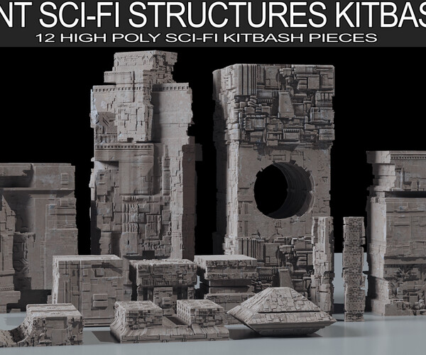 ArtStation - Ancient Sci-Fi Kitbash 3D Assets | Resources