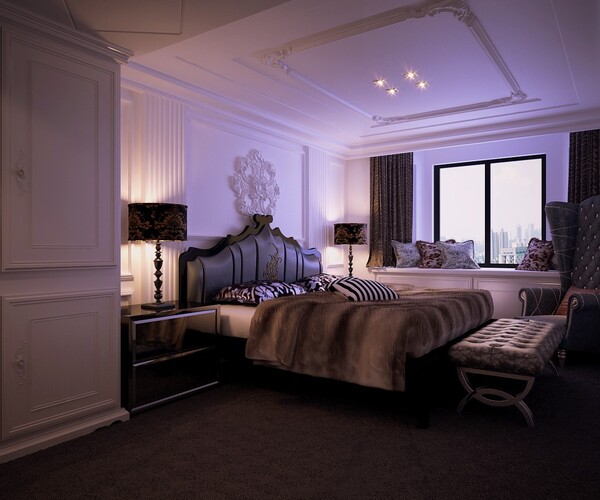 ArtStation - Stylish European bedroom 1813 | Resources