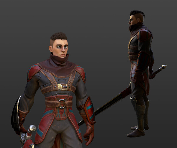 ArtStation - "Red rogue" rigged swordsman | Game Assets