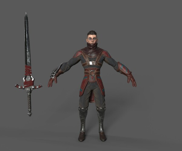 ArtStation - "Red rogue" rigged swordsman | Game Assets