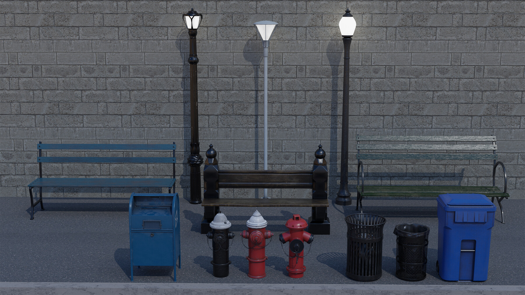 ArtStation - Park street props | Game Assets