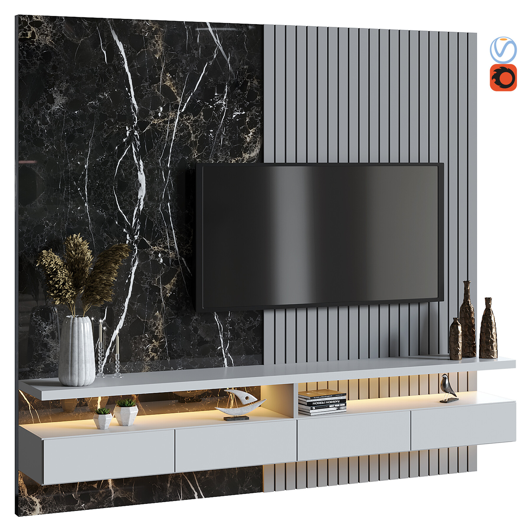 ArtStation - modern TV wall 03 | Resources