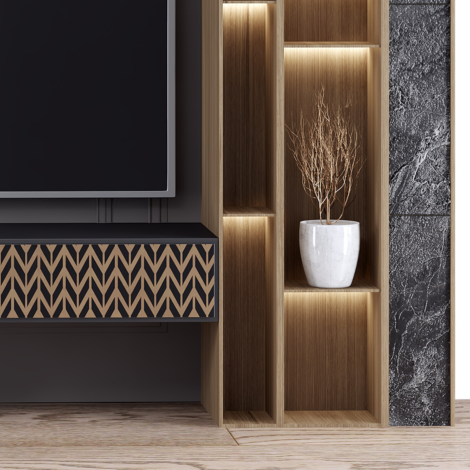 ArtStation - modern TV wall 04 | Resources