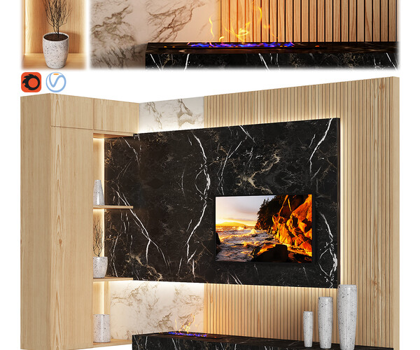 ArtStation - modern TV wall 05 | Resources