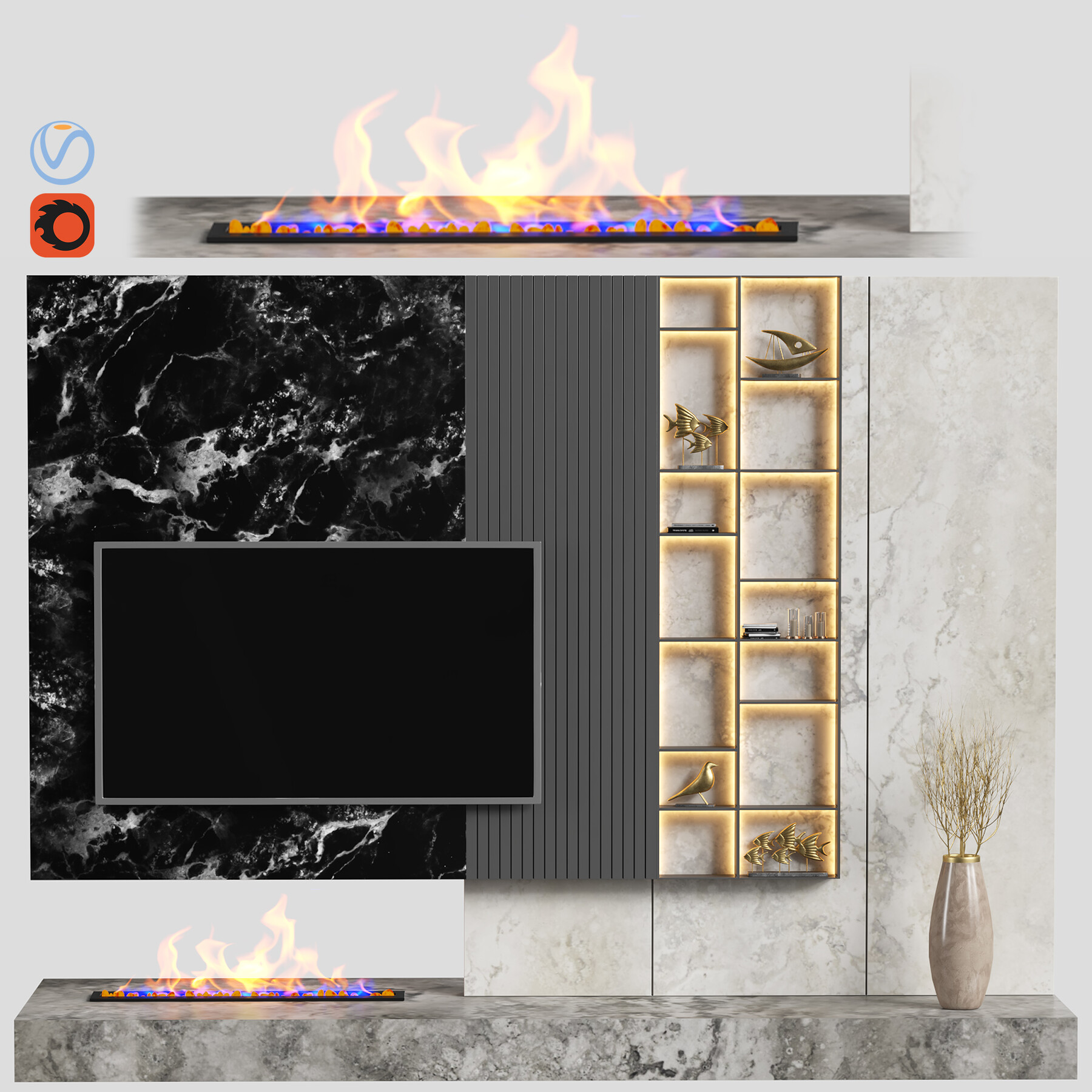 ArtStation - modern_TV_wall_06 | Resources