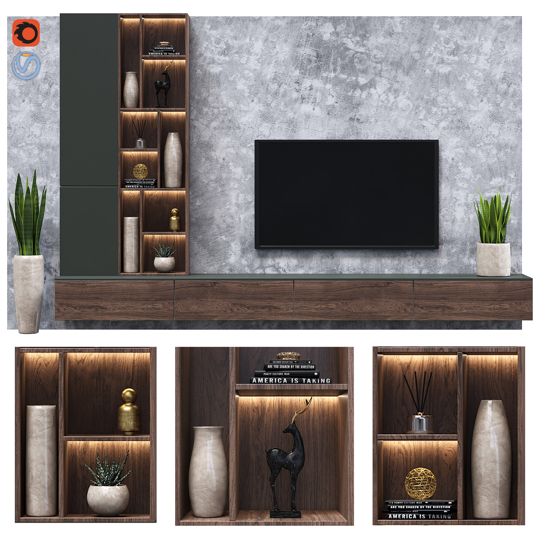 ArtStation - modern TV wall 07 | Resources