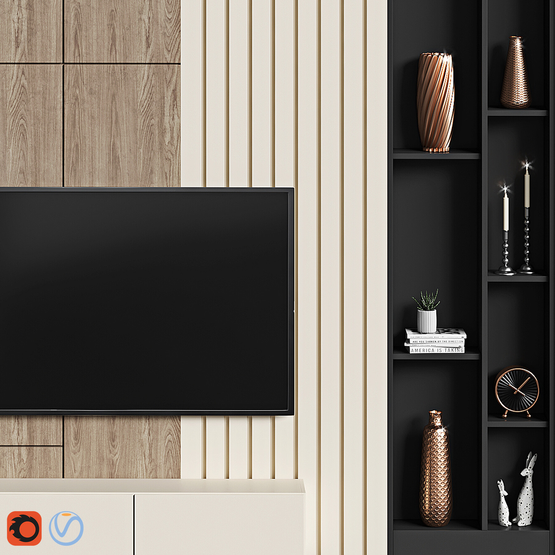 ArtStation - modern TV wall 11 | Resources