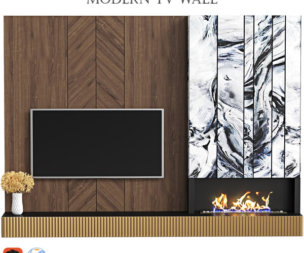 ArtStation - modern TV wall 13 | Resources