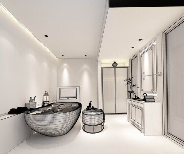 ArtStation - bathroom design complete model 92 | Resources