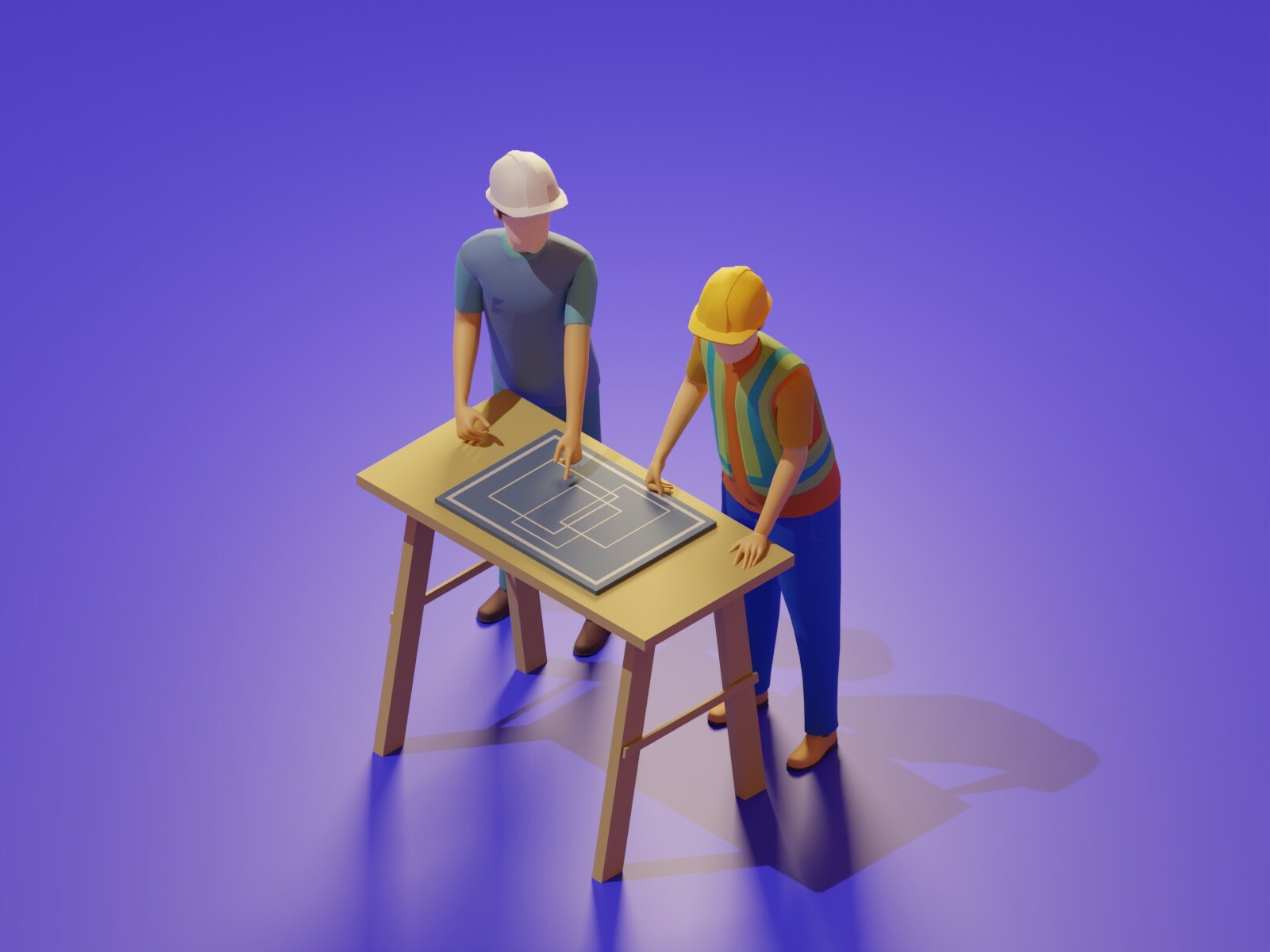 ArtStation - Low Poly 3D Stylized Character Construction Workers ...