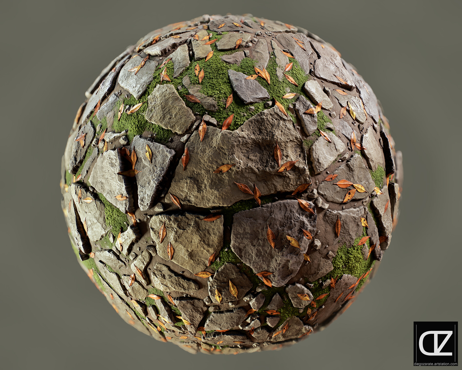 ArtStation - PBR - STYLIZED AUTUMN ROCK GROUND - 4K MATERIAL | Game Assets