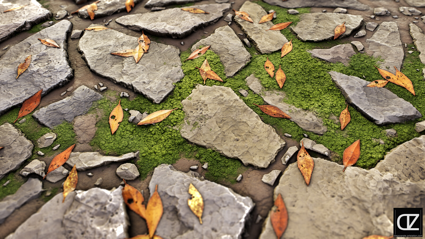 ArtStation - PBR - STYLIZED AUTUMN ROCK GROUND - 4K MATERIAL | Game Assets