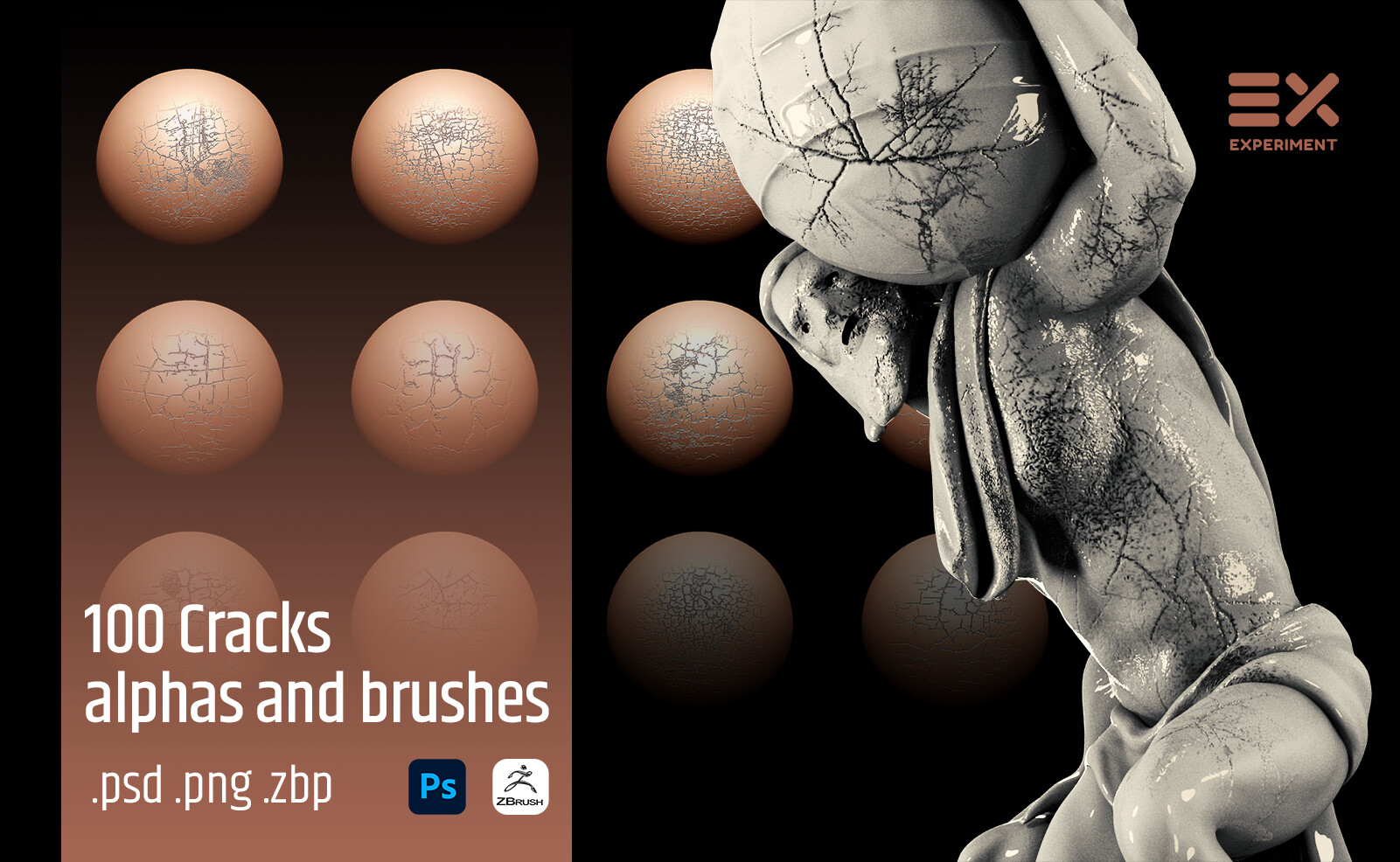 ArtStation - 100 Cracks Alphas and Brushes | Brushes