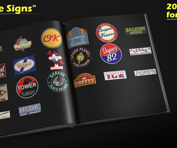 ArtStation - 20 Vintage Signs - Decal Pack -Vol.1 | Game Assets