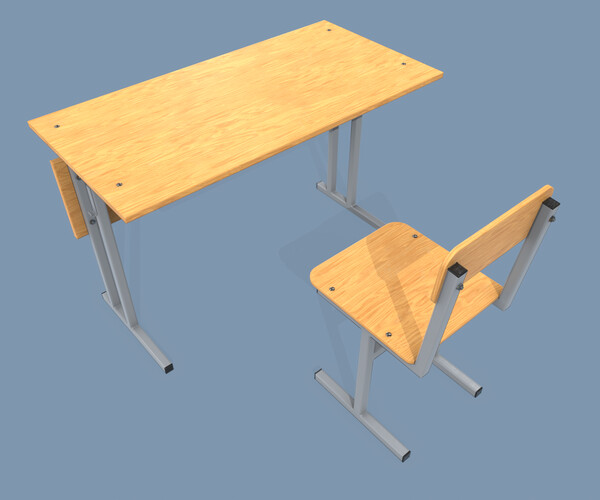ArtStation - School Desk and Chair | Game Assets