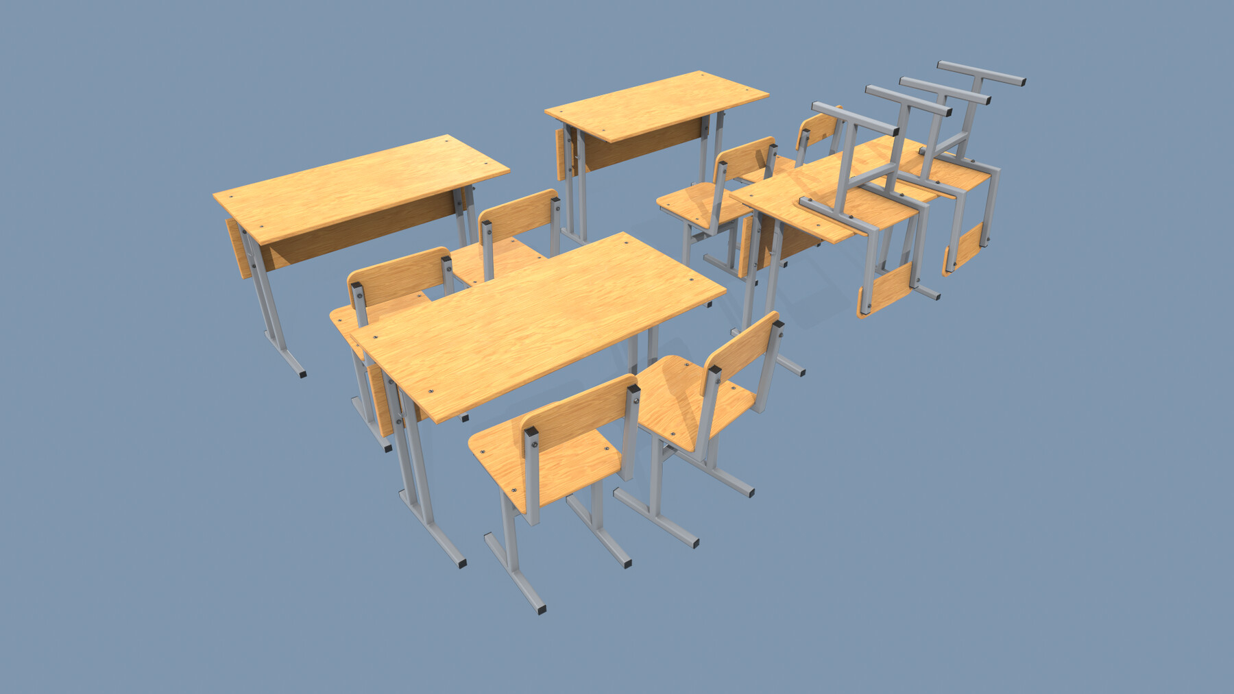 ArtStation - School Desk and Chair | Game Assets