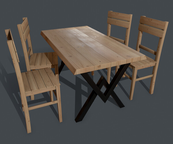 ArtStation - Pine Table and Chair PBR Model 4K Texture | Game Assets